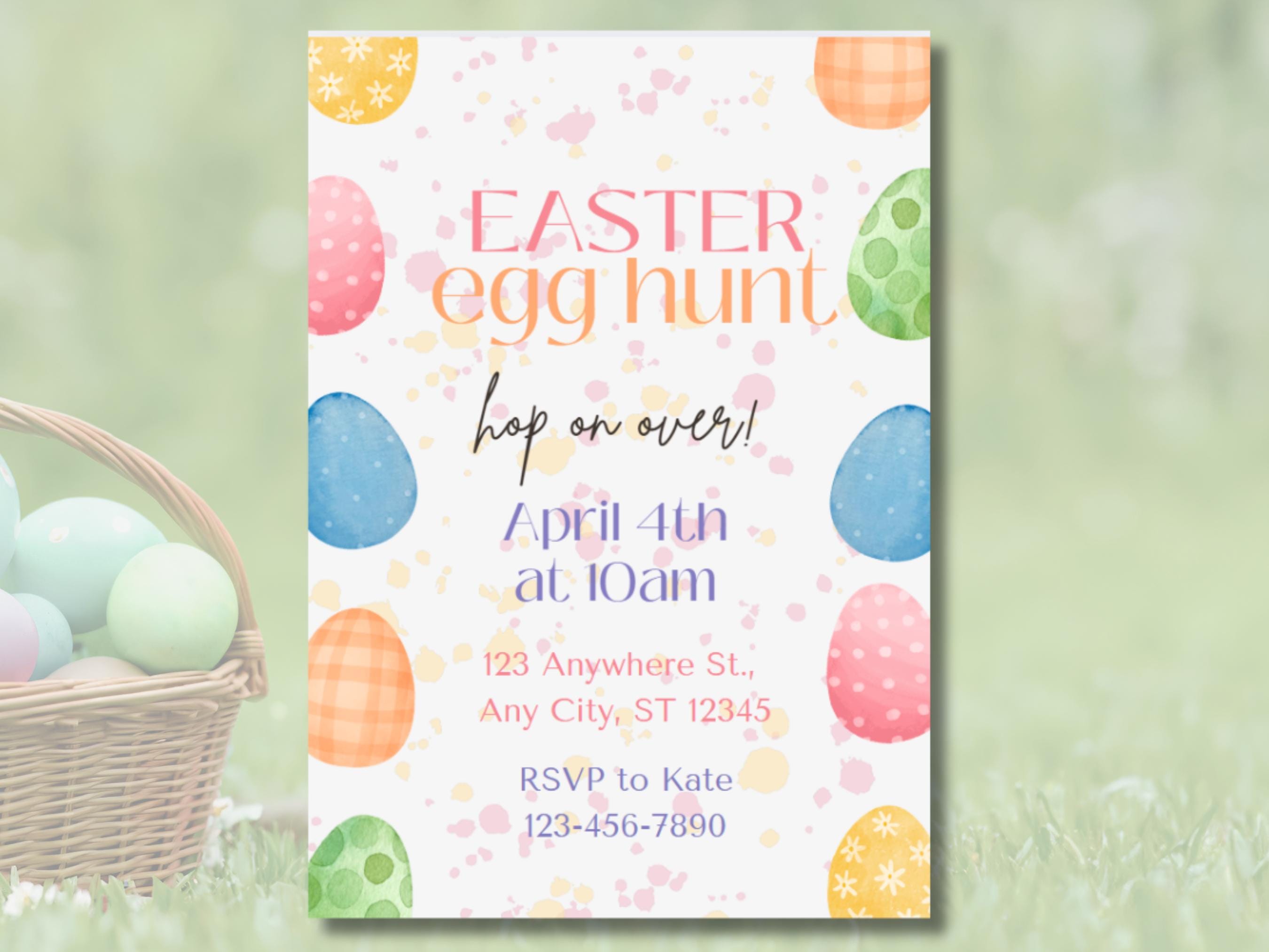 Editable Easter Egg Hunt Invitation Template - Etsy
