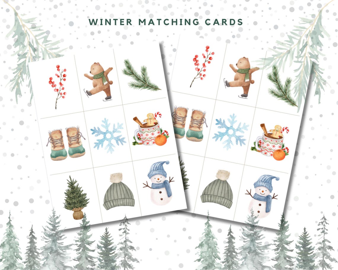 Winter Themed Matching Cards & Memory Game / Learn the Seasons ...
