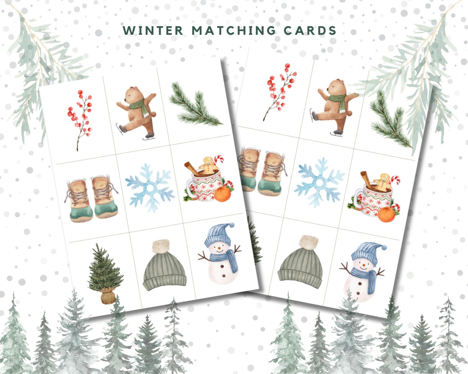 Winter Themed Matching Cards & Memory Game / Learn the Seasons ...