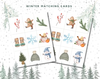 Winter Themed Matching Cards & Memory Game / Learn the Seasons ...