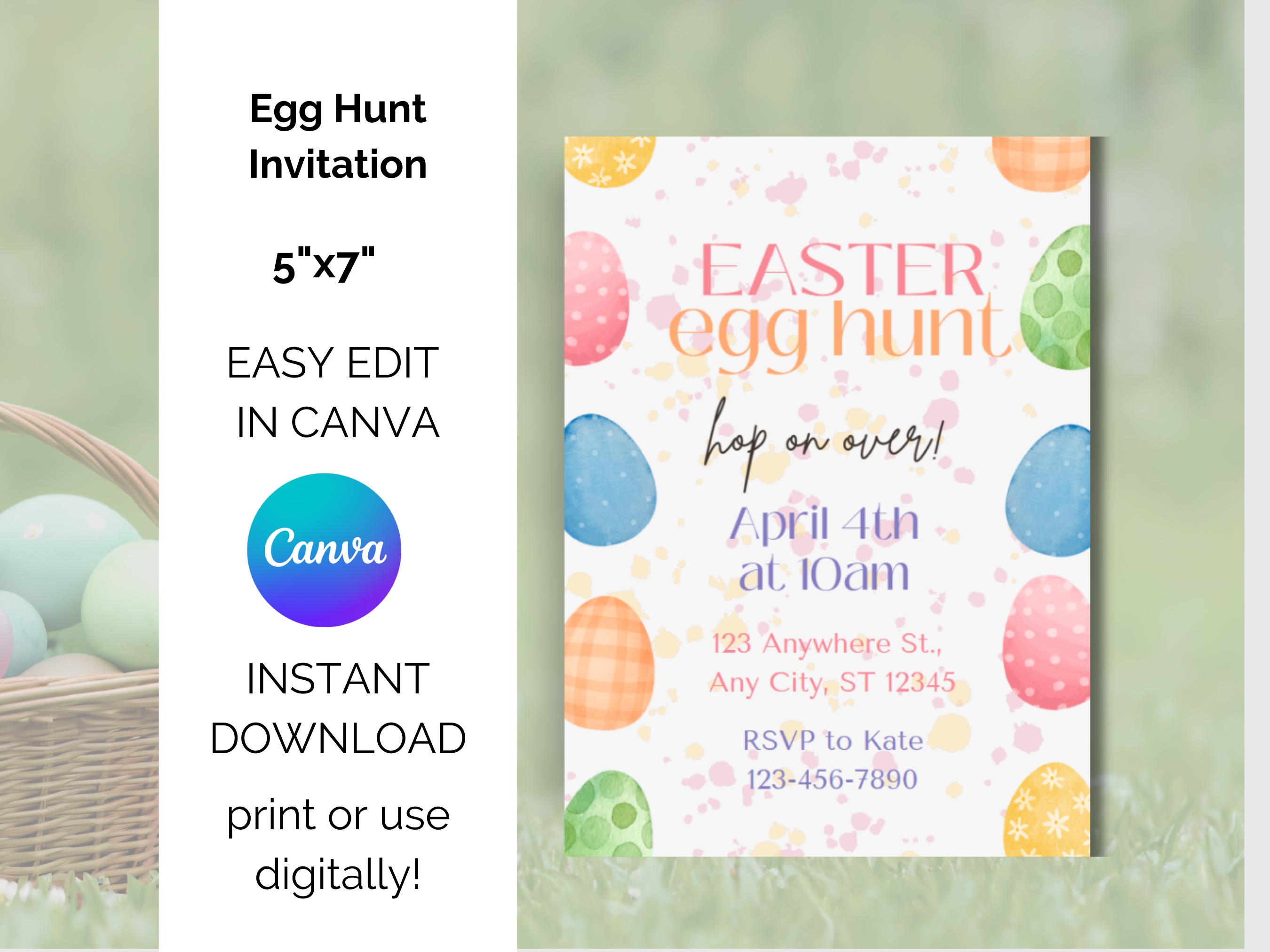Editable Easter Egg Hunt Invitation Template - Etsy