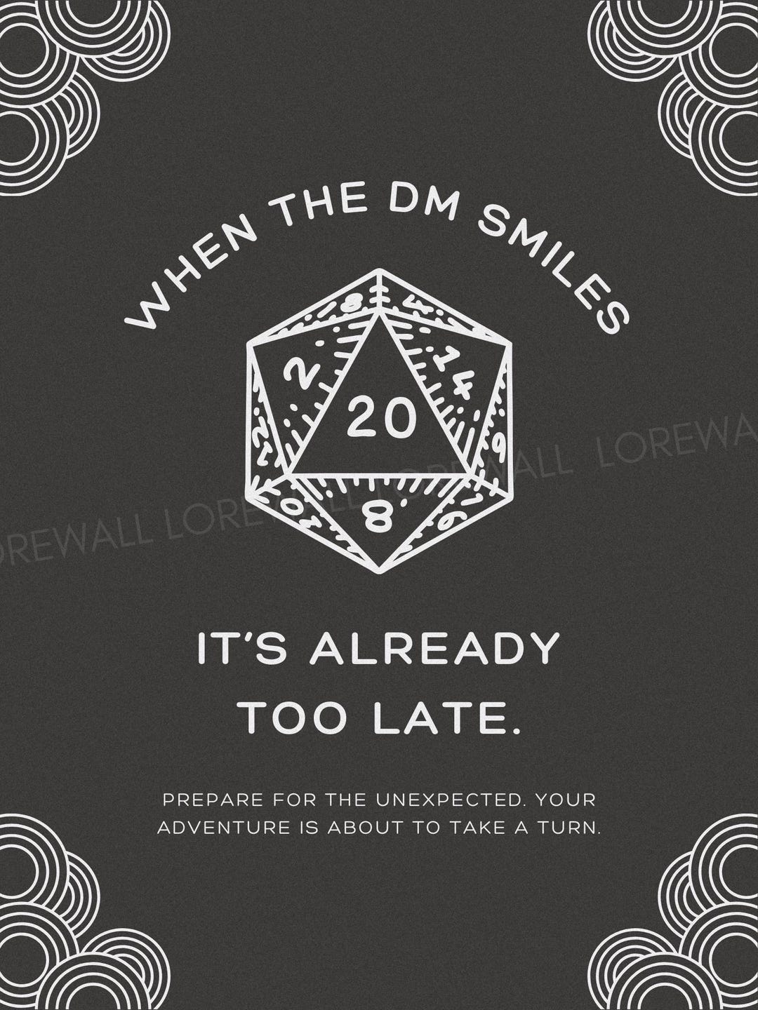 When the DM Smiles Poster, Rpg Wall Art, Tabletop Rpg Gift, Roll for ...