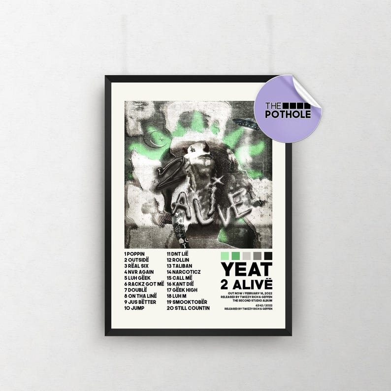 Yeat Posters / 2 Alive Poster, Album Cover Poster, Poster Print Wall ...