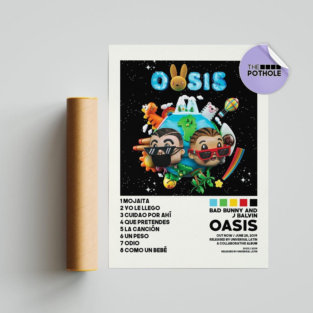 J. Balvin and Bad Bunny Posters / Oasis Poster / Tracklist Album Cover ...