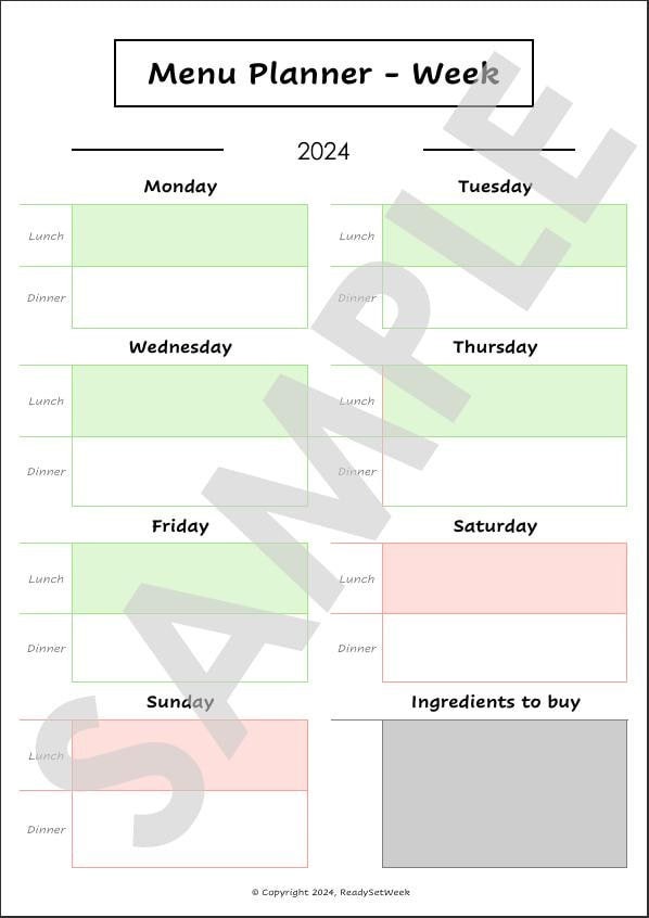 Printable Weekly Menu Planner 2024 Digital & Printable - Etsy
