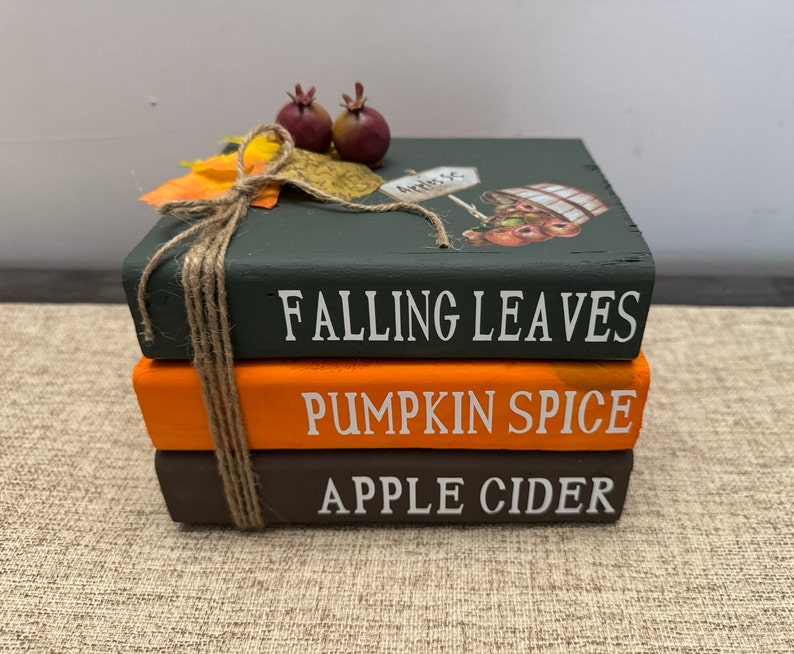 Fall Wooden "book Stack" - Etsy