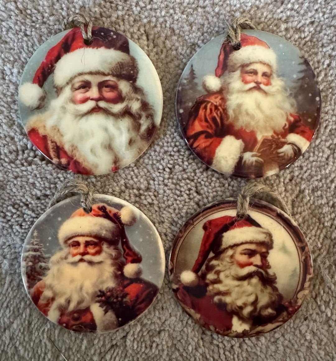 Vintage Santa Christmas Ornaments - Set of 4 - Etsy