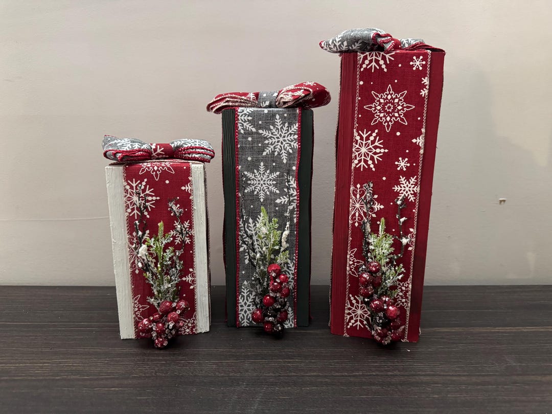 Christmas Present Home Decor - Set of 3 - Etsy