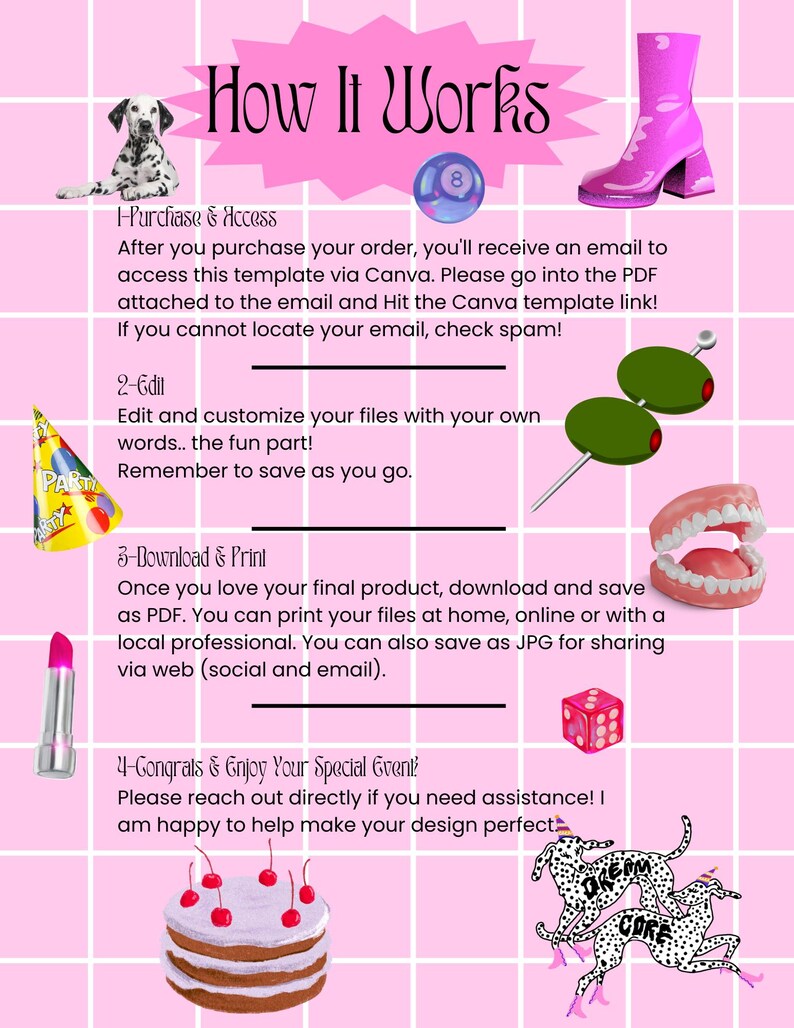 Y2K Girly POP Menu Template - Etsy