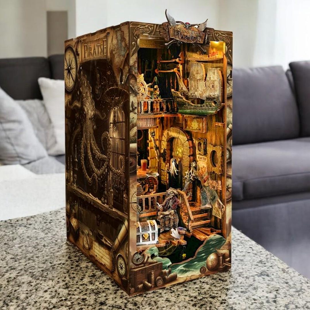 DIY Wooden Pirate Ship Book Nook Insert Kit - Miniature Model for ...