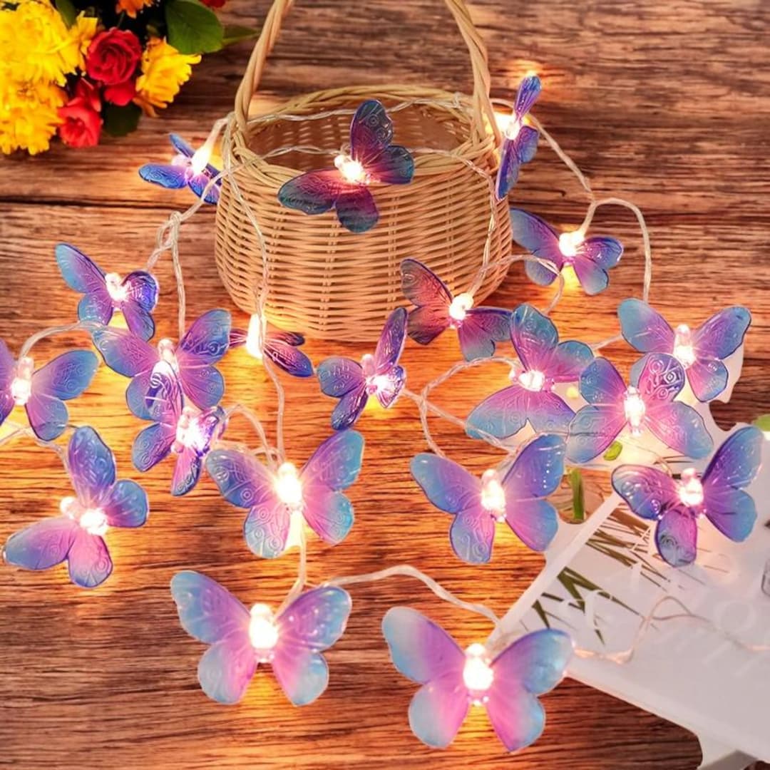 Warm White Butterfly LED String Lights - 1.5M 10LED Fairy Lights for ...