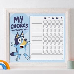 Printable Bluey Toddler Chores Chart for Treasure Box A4 & Letter Size ...