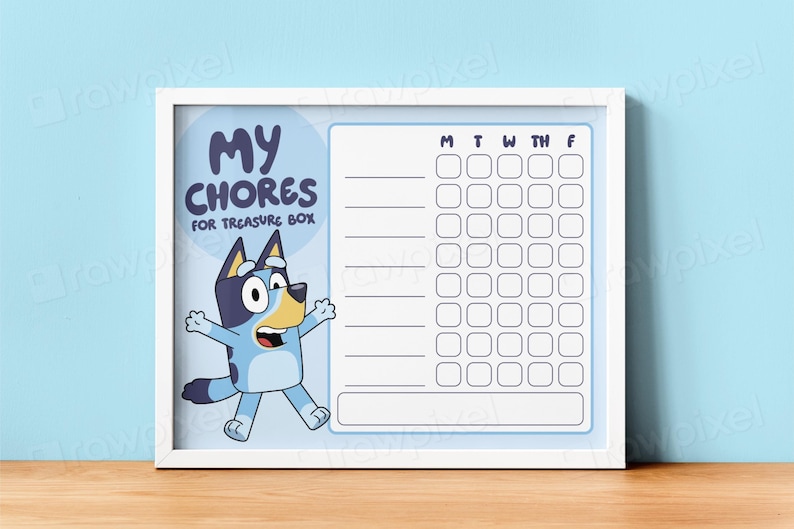 Printable Bluey Toddler Chores Chart for Treasure Box A4 & Letter Size ...