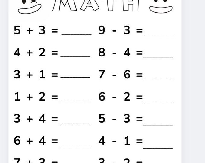 Addition and Subtraction Math Worksheet for Elementary PDF Digital ...