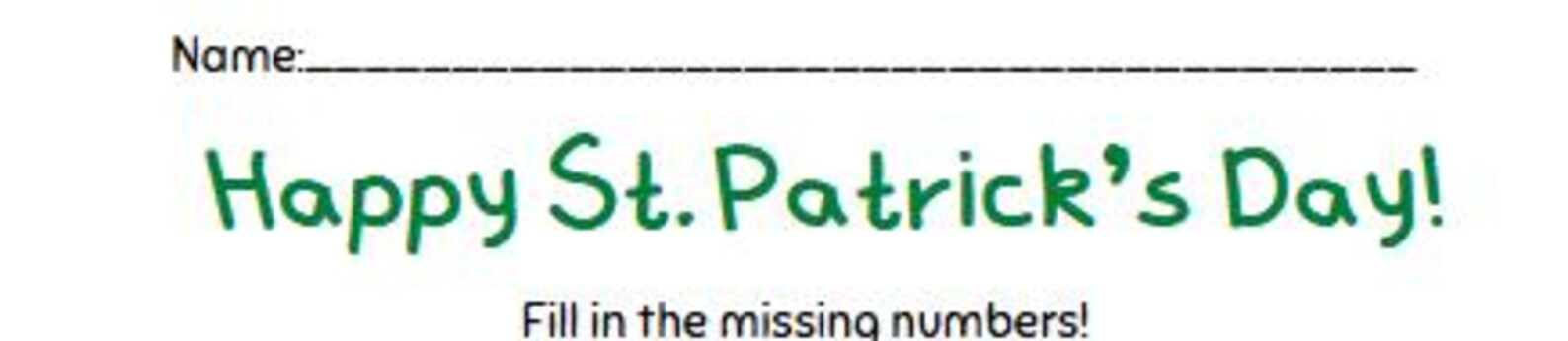 St. Patrick Day Missing Numbers Worksheet - Etsy
