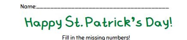 St. Patrick Day Missing Numbers Worksheet - Etsy