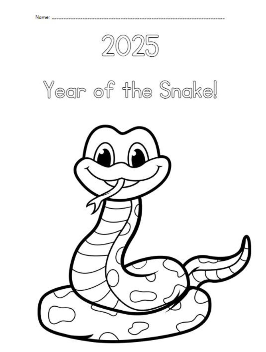 Year of the Snake New Year Worksheet - Etsy