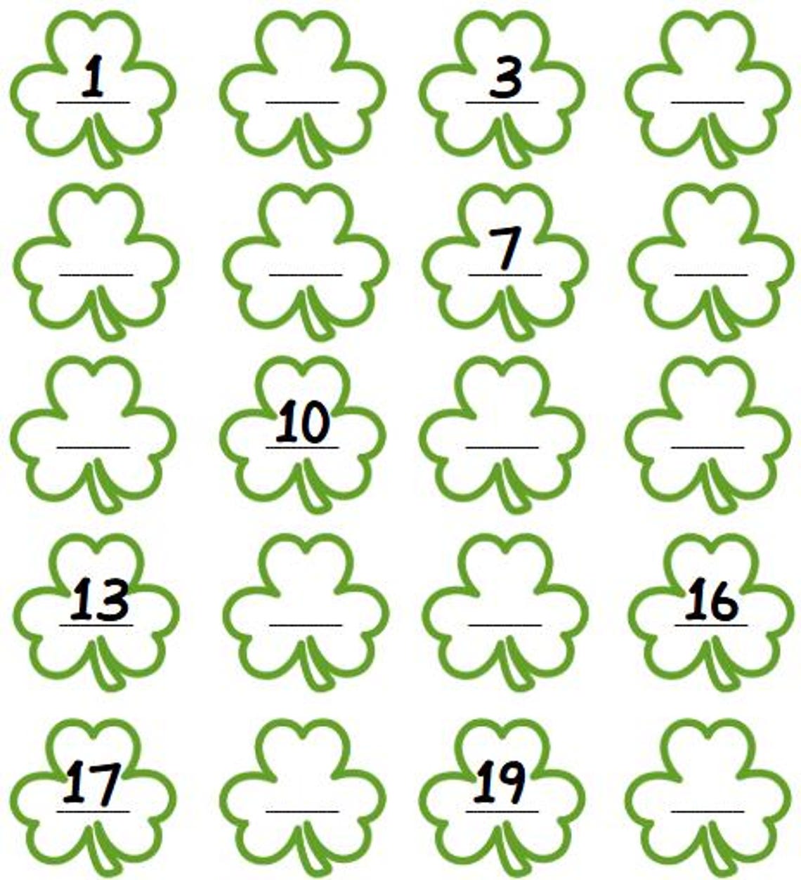 St. Patrick Day Missing Numbers Worksheet PDF Elementary Kindergarten ...
