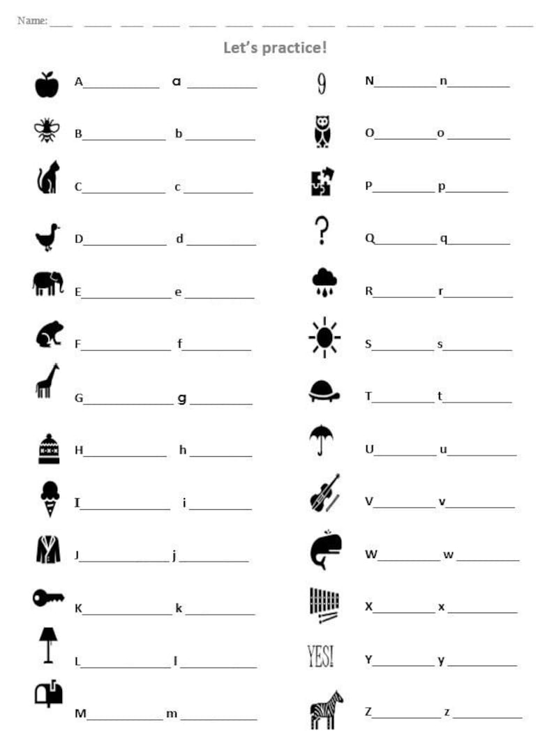 Letter Practice Sheets - Etsy