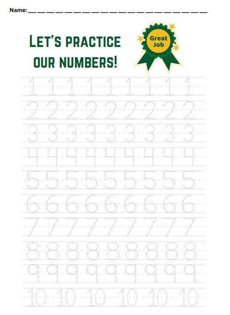 Number Practice Sheet - Etsy