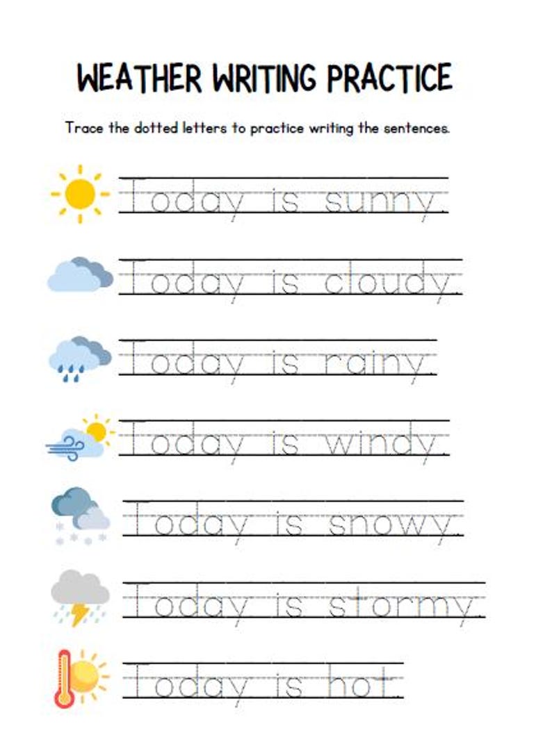 Sentence Tracing Worksheet - Etsy