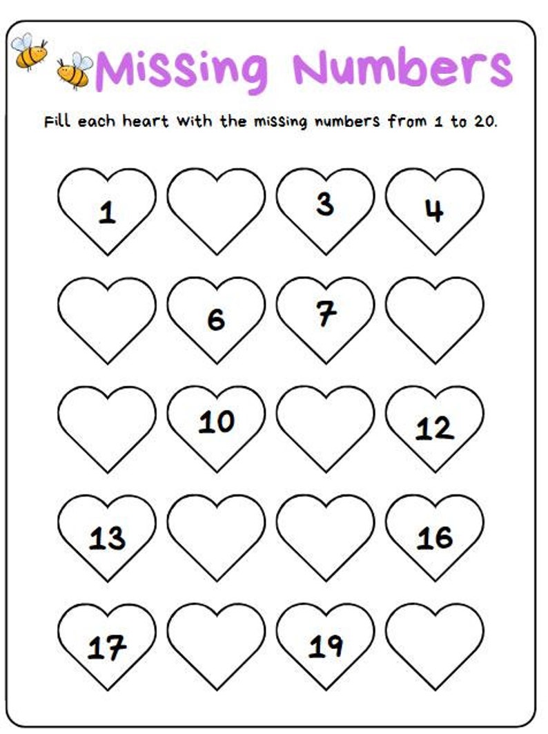 Valentine's Day Number Worksheet for Kindergarten and Preschool - Etsy