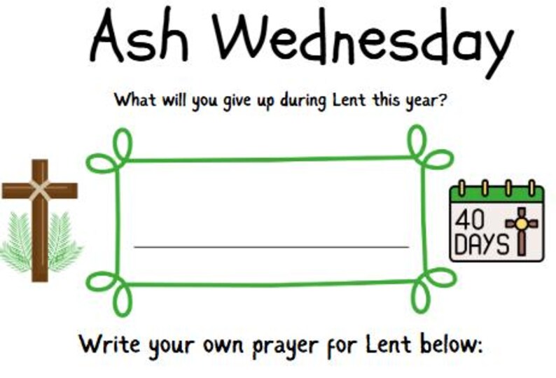 Ash Wednesday Lent Worksheet - Etsy