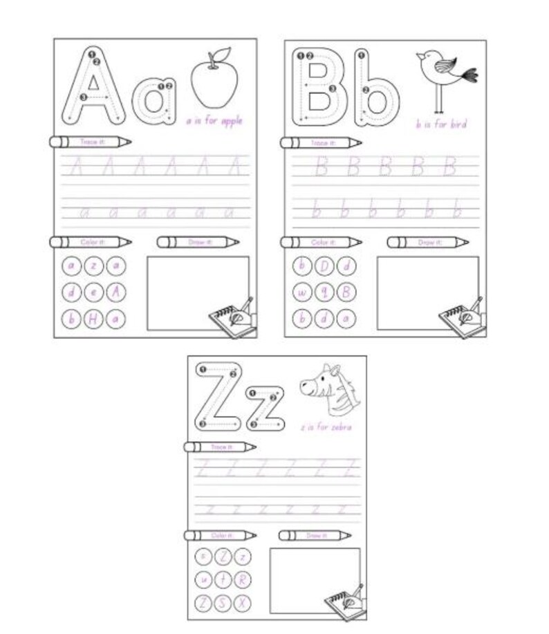 Kindergarten Alphabet Tracing Pages, Handwriting Practice for Kids ...