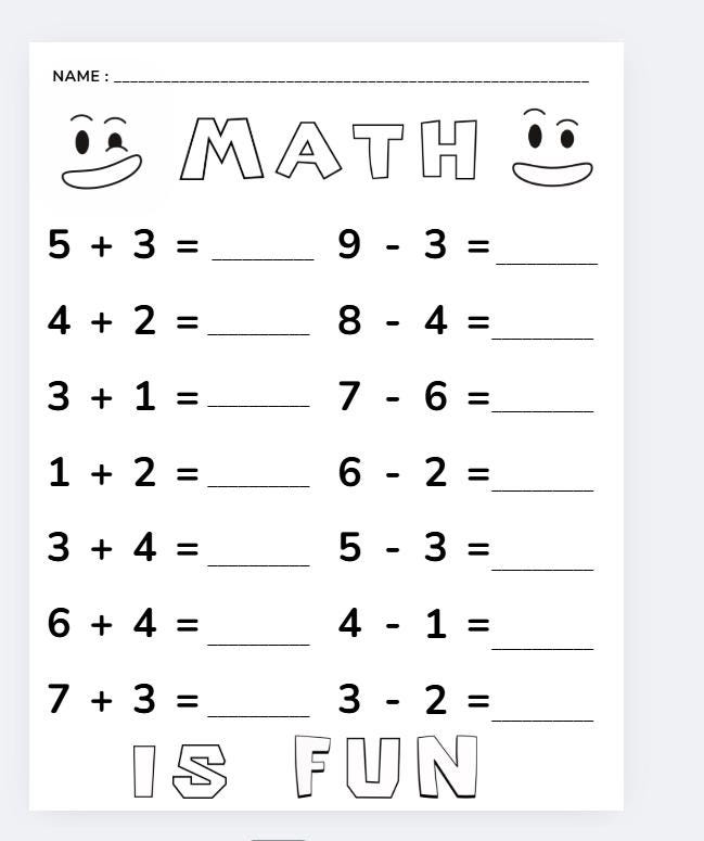 Addition and Subtraction Math Worksheet for Elementary PDF Digital ...