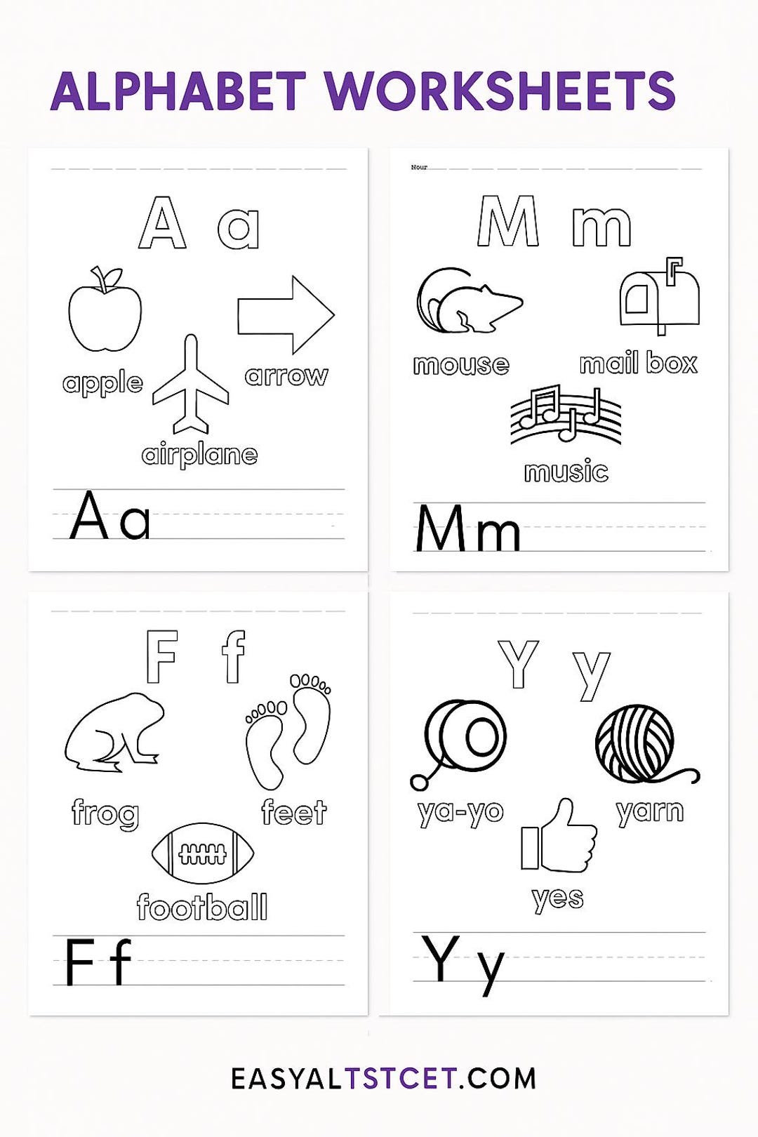 Alphabet Tracing Worksheets Kindergarten Pre-k Preschool ABC Printable ...