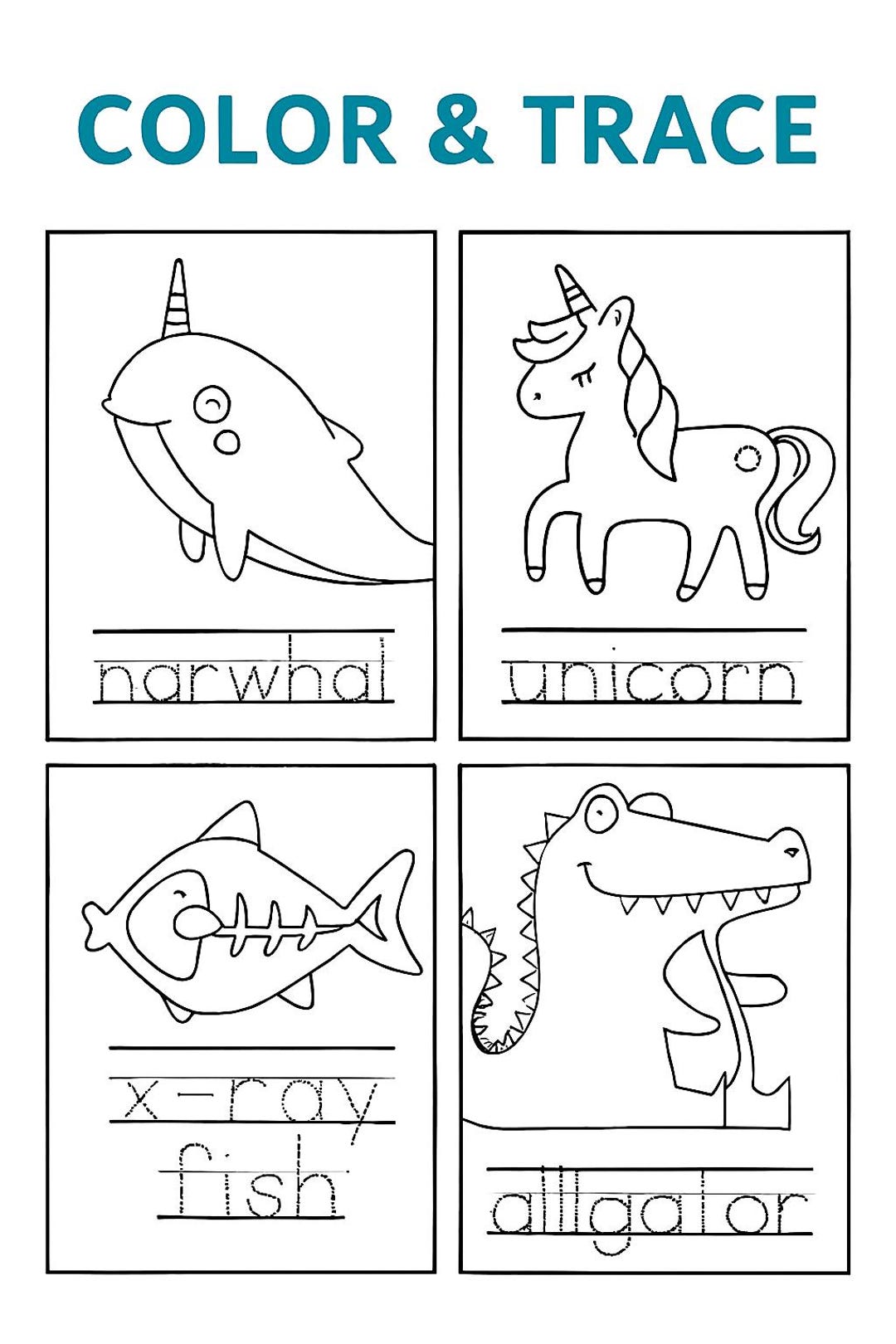 Animal Word Tracing Worksheets: Preschool & Kindergarten Handwriting ...
