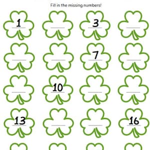 St. Patrick Day Missing Numbers Worksheet - Etsy