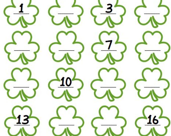St. Patrick Day Missing Numbers Worksheet - Etsy