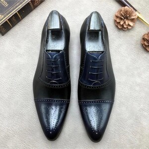 Brouge Men Two Tone Oxford Shoes Spectator Shoes, Pointed Toe Shoes - Etsy