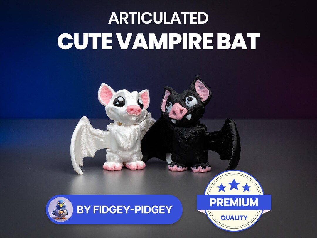 Spooky Bat Fidget Figure & Keychain — 3D Printed Articulated Sensory ...