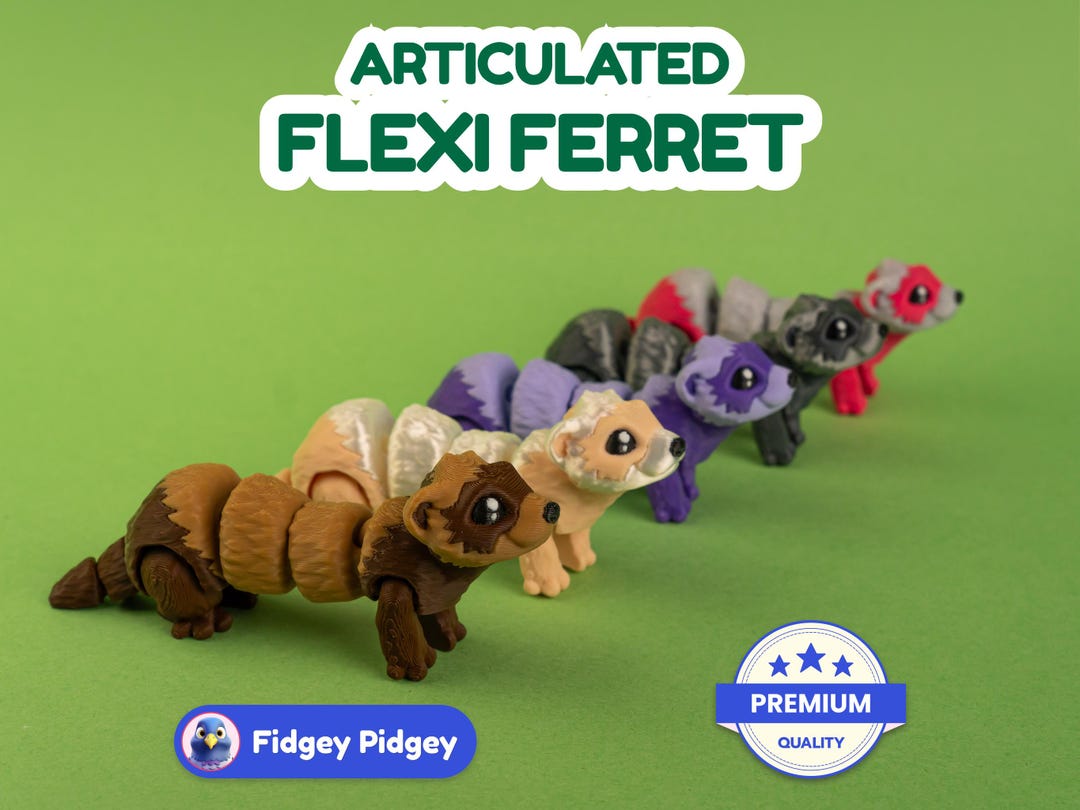 Adorable Flexi Ferret Fidget for Stress Relief Articulated 3D Printed ...