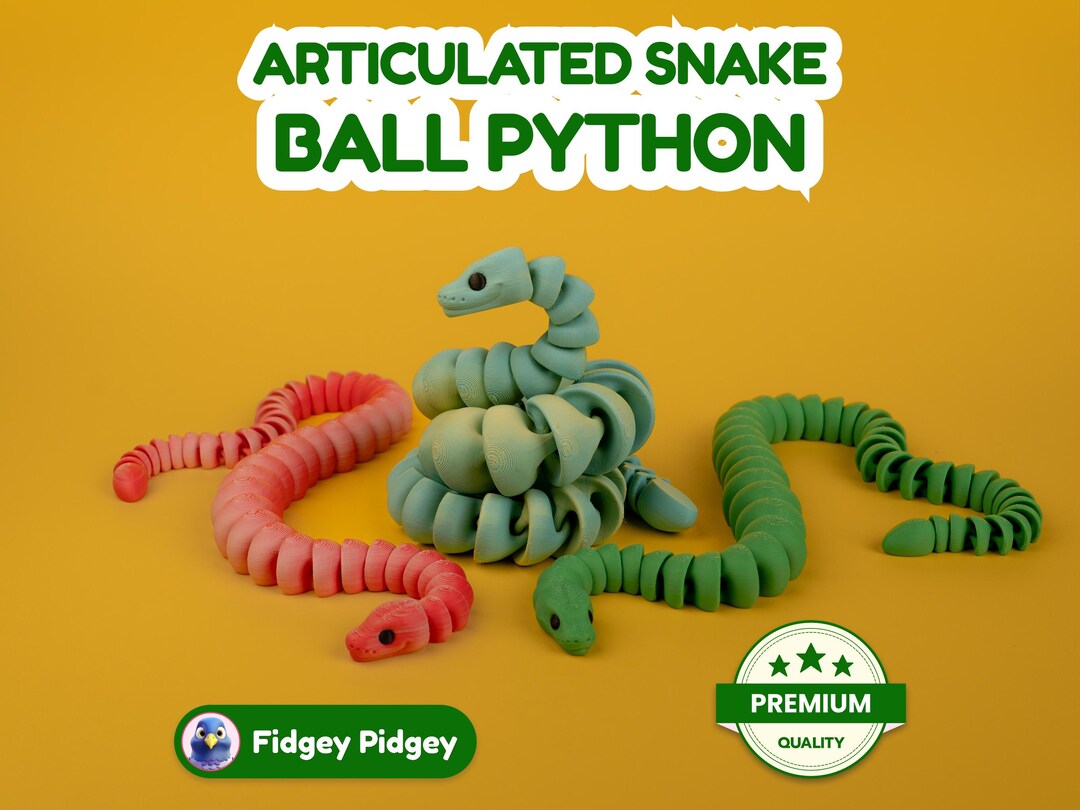 Articulated 3D Printed Ball Python Flexible Colorful Holiday Gift Serpent Desk Buddy Fidget ...