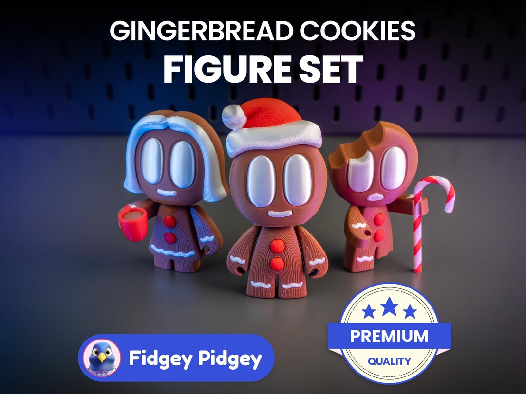 Gingerbread Cookies Figure Set. Festive Playful Christmas Fidgets Pack ...