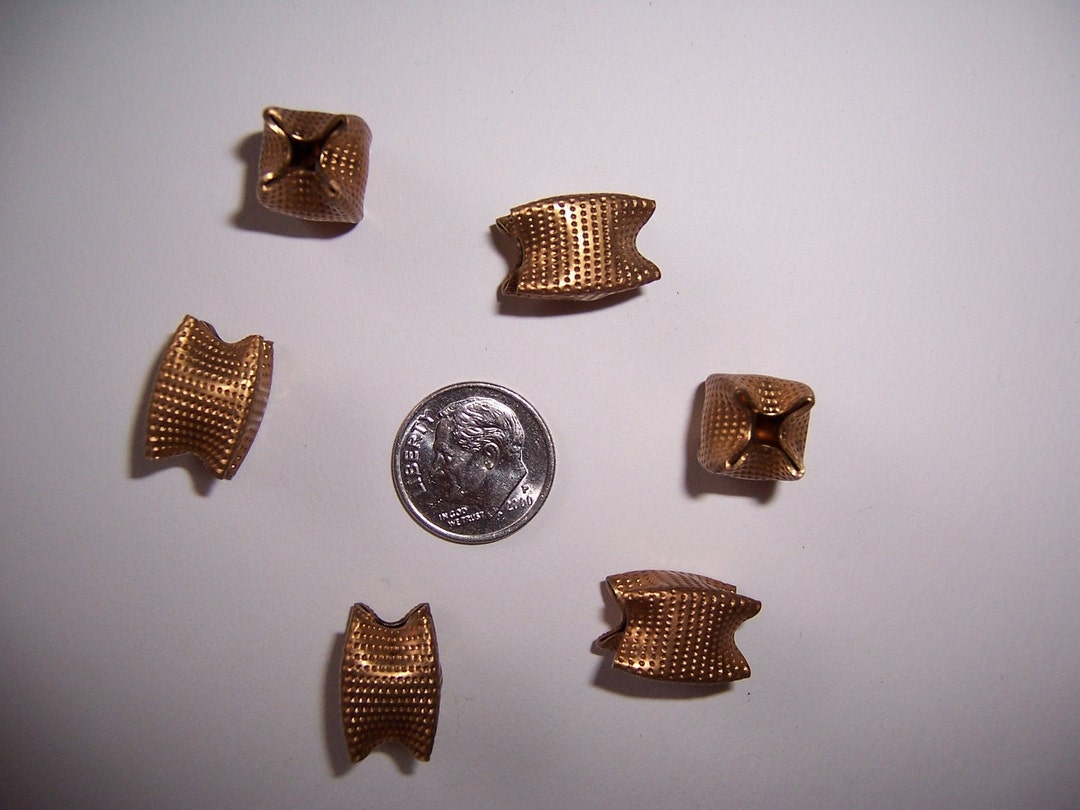 Vintage Brass Pinched Beads, Dotted Etched Surface Design, 2 Pieces - Etsy