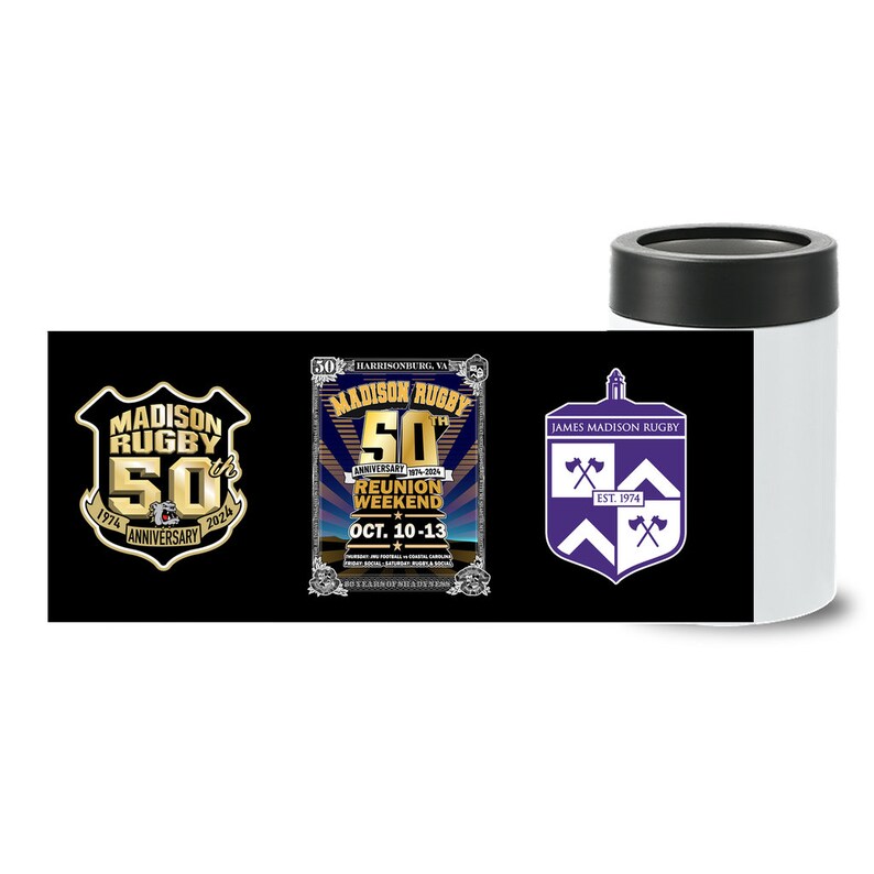 Madison Rugby Logo3 W 50th Logo and Poster Stainless Steel Can Holder ...