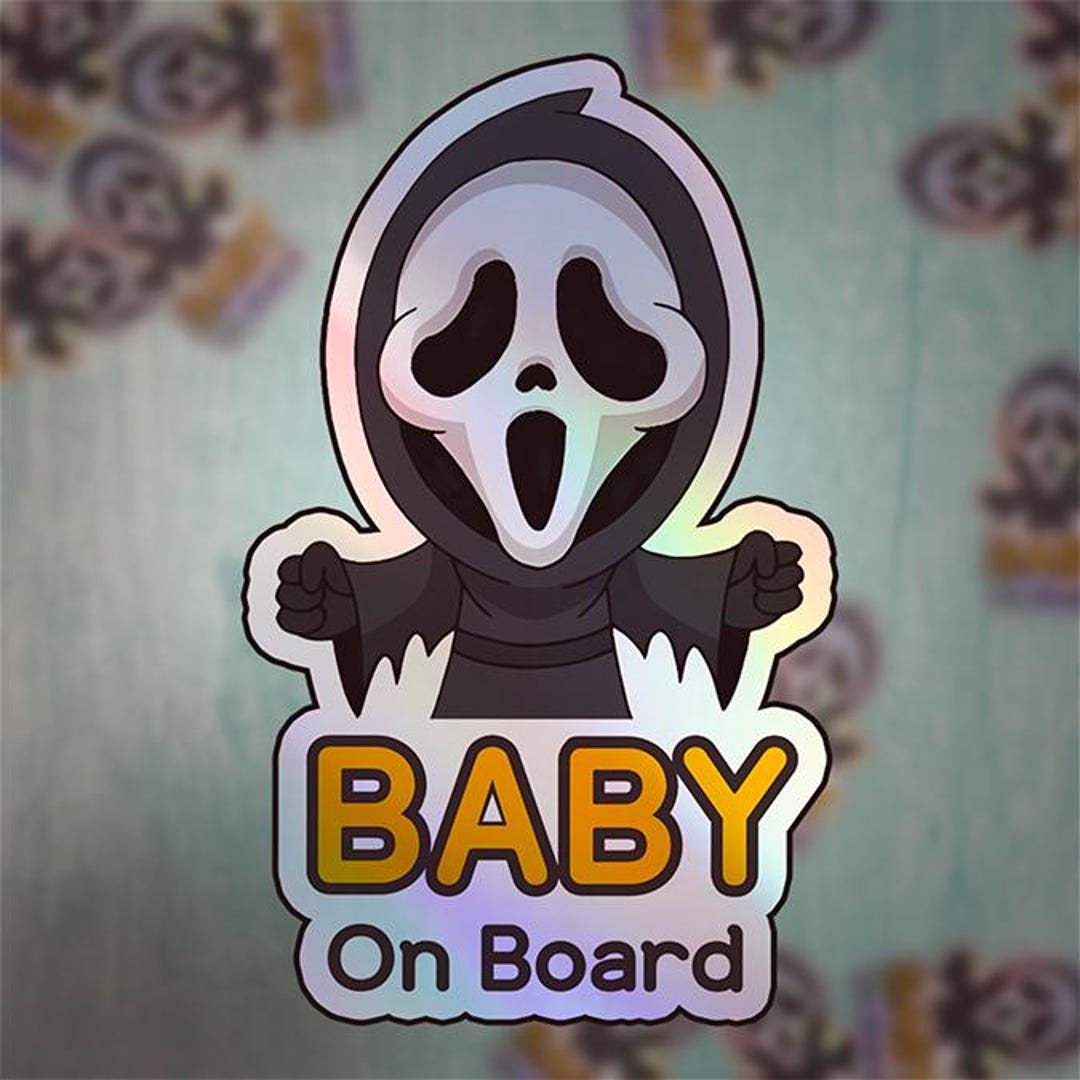 Baby on Board Sticker Cute Ghostface Car Decal Horror-themed Baby ...