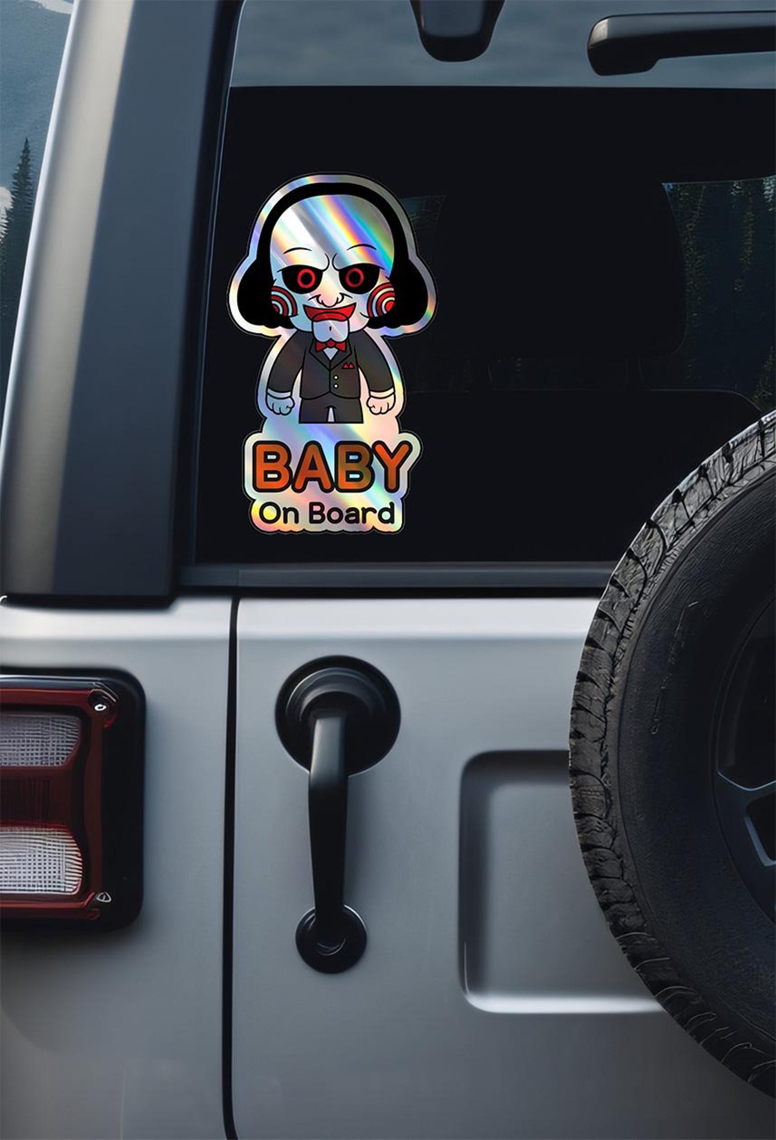 Baby on Board Jigsaw Sticker | Creepy Cute Saw Movie Car Decal ...
