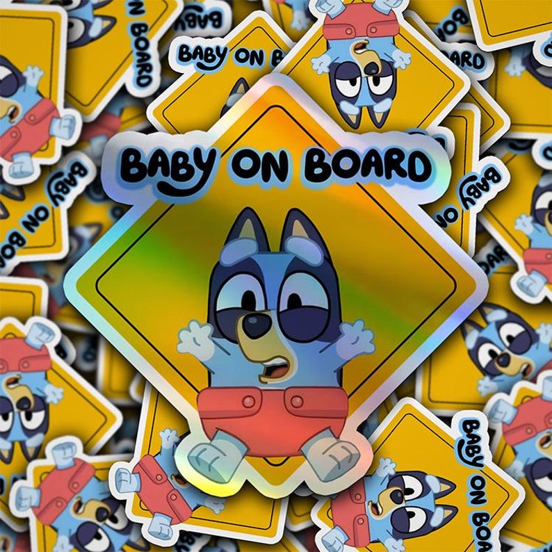 Waterproof Vinyl Bluey Baby on Board Sticker / Baby Car Decal - Etsy