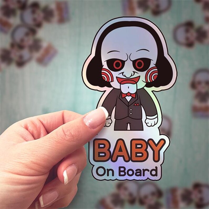 Baby on Board Jigsaw Sticker | Creepy Cute Saw Movie Car Decal ...