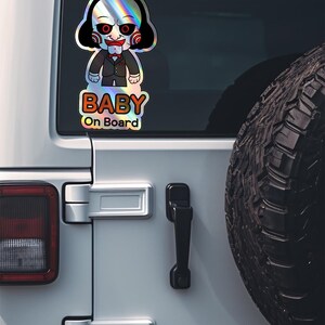 Baby on Board Jigsaw Sticker | Creepy Cute Saw Movie Car Decal ...