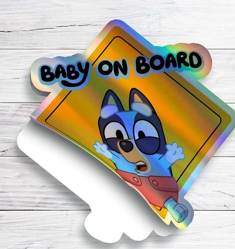 Waterproof Vinyl Bluey Baby on Board Sticker / Baby Car Decal - Etsy