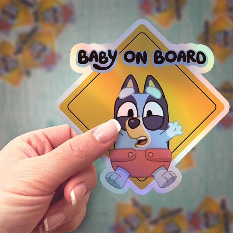 Waterproof Vinyl Bluey Baby on Board Sticker / Baby Car Decal - Etsy