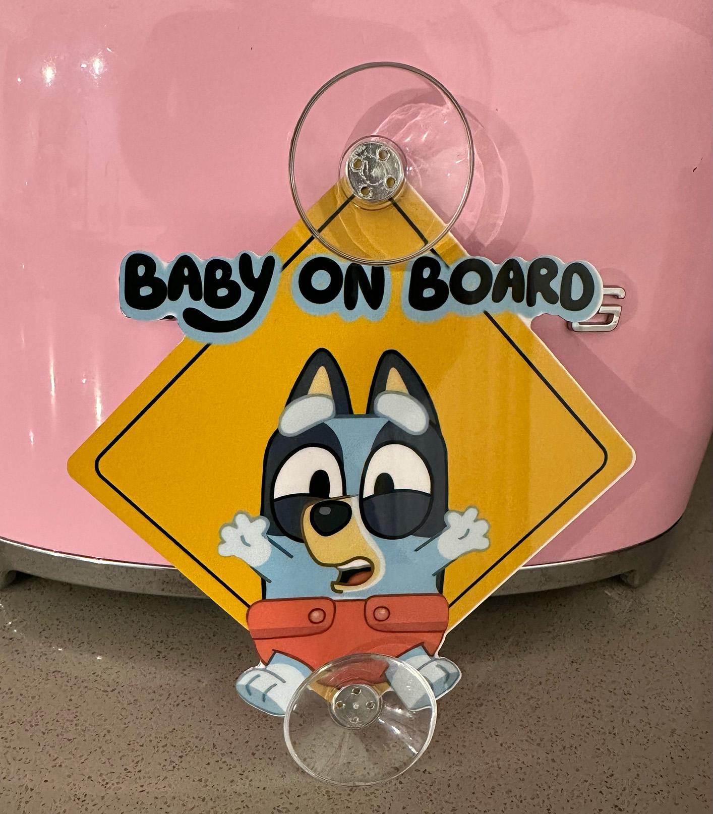 Bluey Baby on Board Sign Aluminum Car Safety Warning Sign With Suction ...