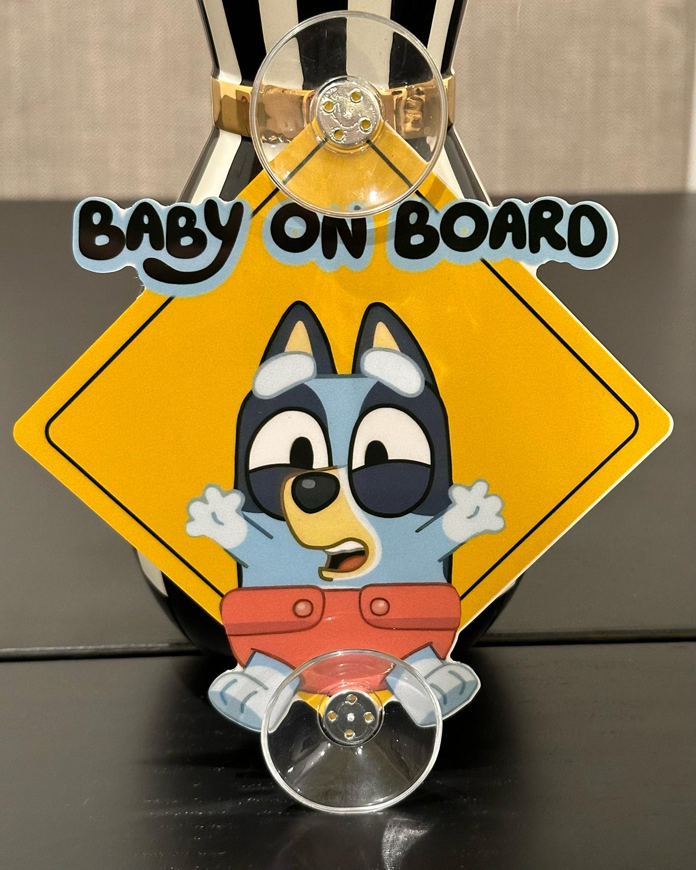 Bluey Baby on Board Sign Aluminum Car Safety Warning Sign With Suction ...