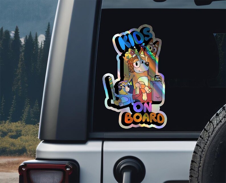 Bluey and Bingo Kids on Board Sticker Car Window Decal With Bluey ...